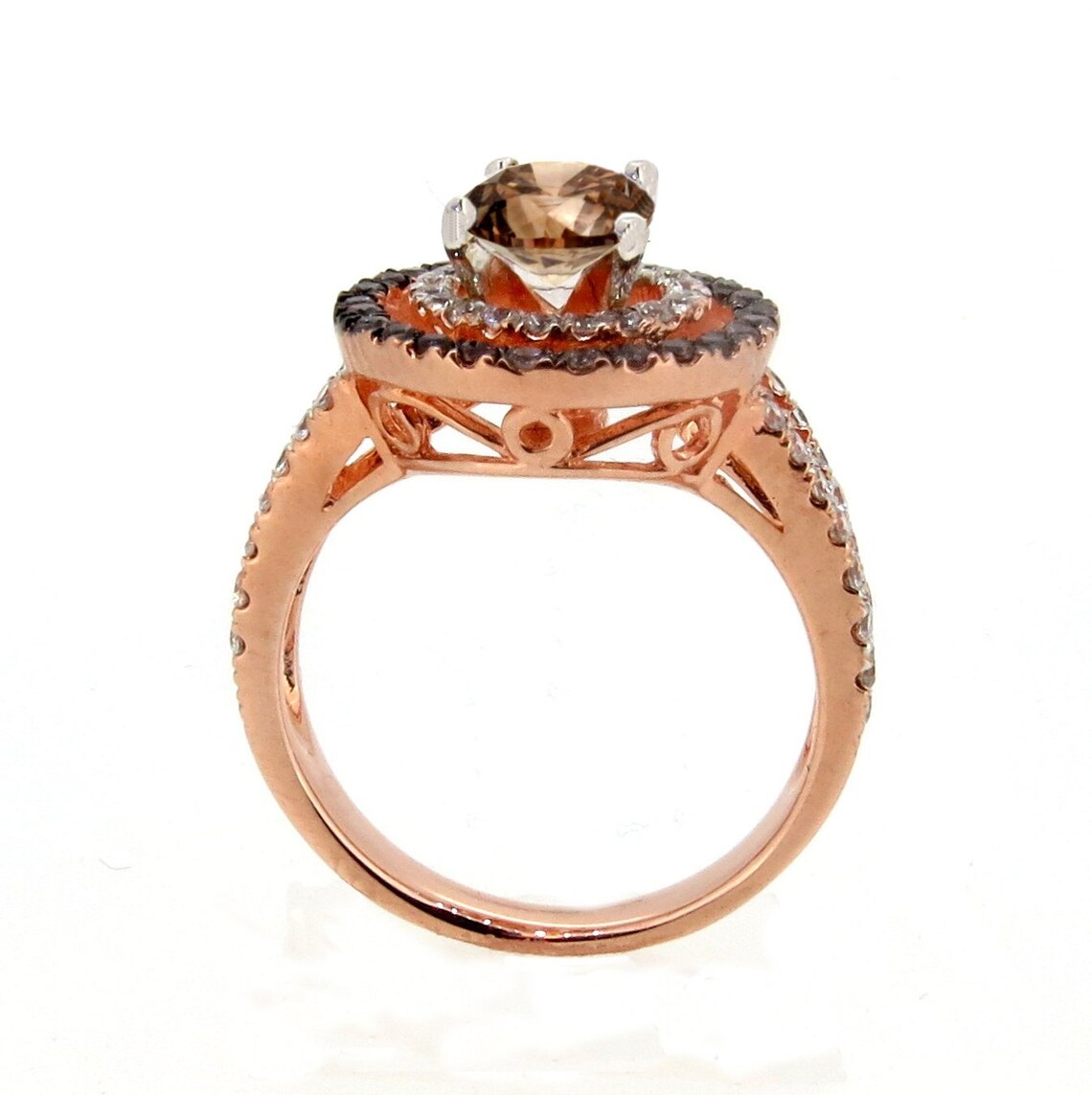 1 Carat Chocolate Brown Diamond Floating Halo Rose Gold - Etsy