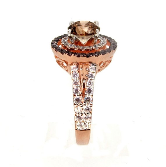 1 Carat Chocolate Brown Diamond Floating Halo Rose Gold - Etsy