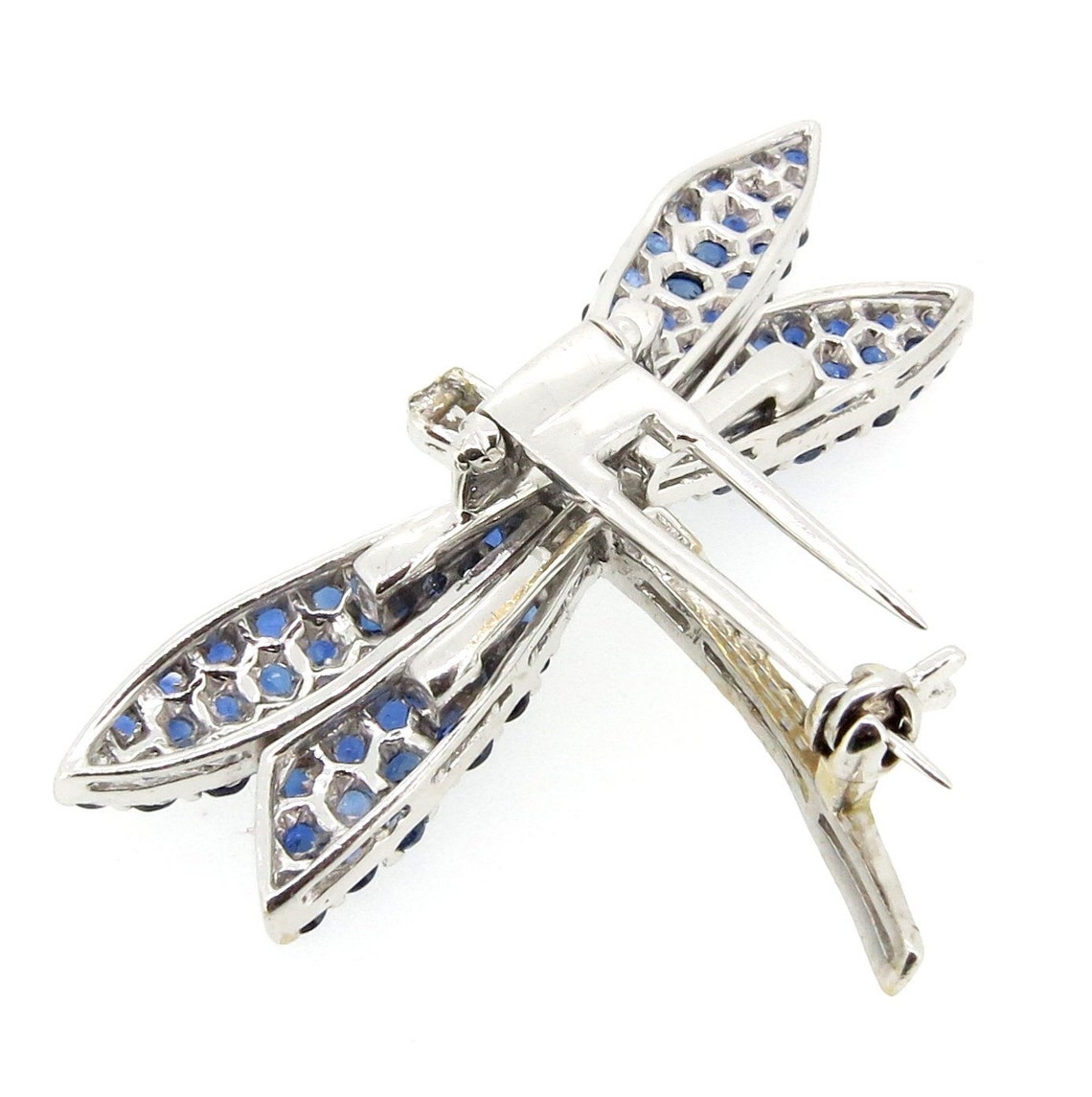 Blue Sapphire & Diamond dragonfly Pin Brooch - Etsy