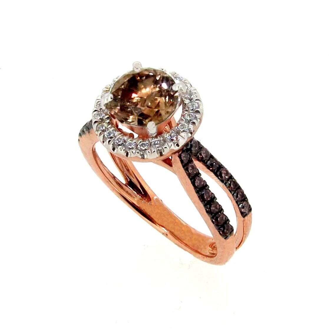 1 Carat Chocolate Color Brown Diamond Floating Halo Engagement - Etsy
