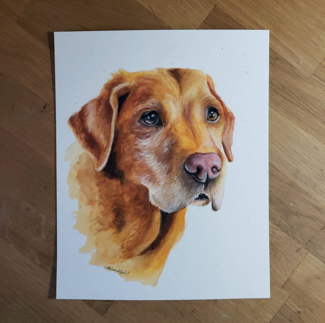 Custom Watercolor Pet Portrait, Hand-painted Dog Memorial Art - Etsy