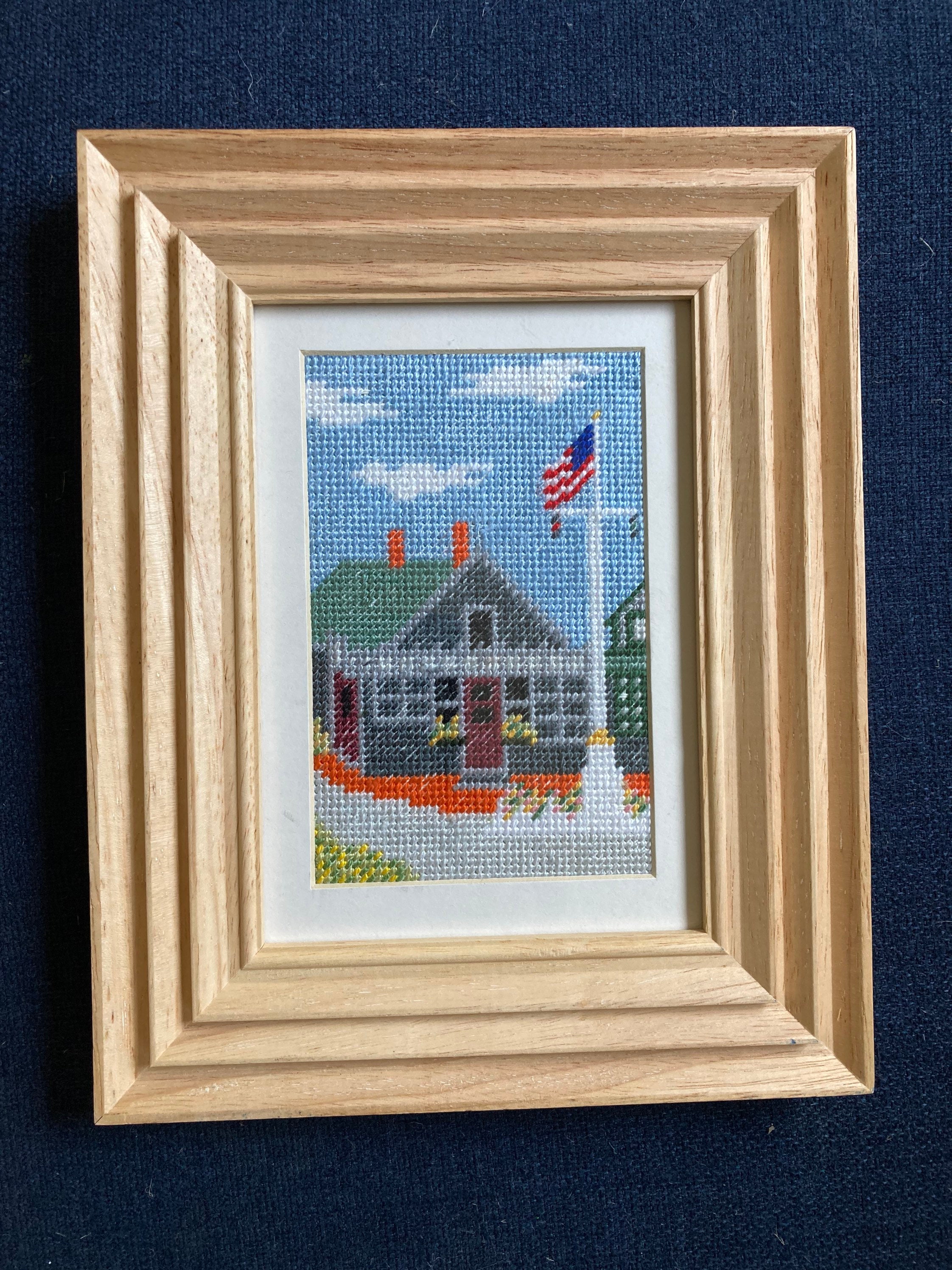 Framed Nantucket Sconset Village Needlepoint- Post Office & Rotary - Etsy