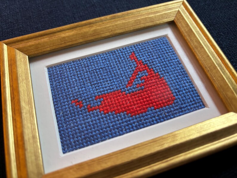 Miniature Framed Nantucket Island Needlepoint- Nantucket Red & Blue - Etsy