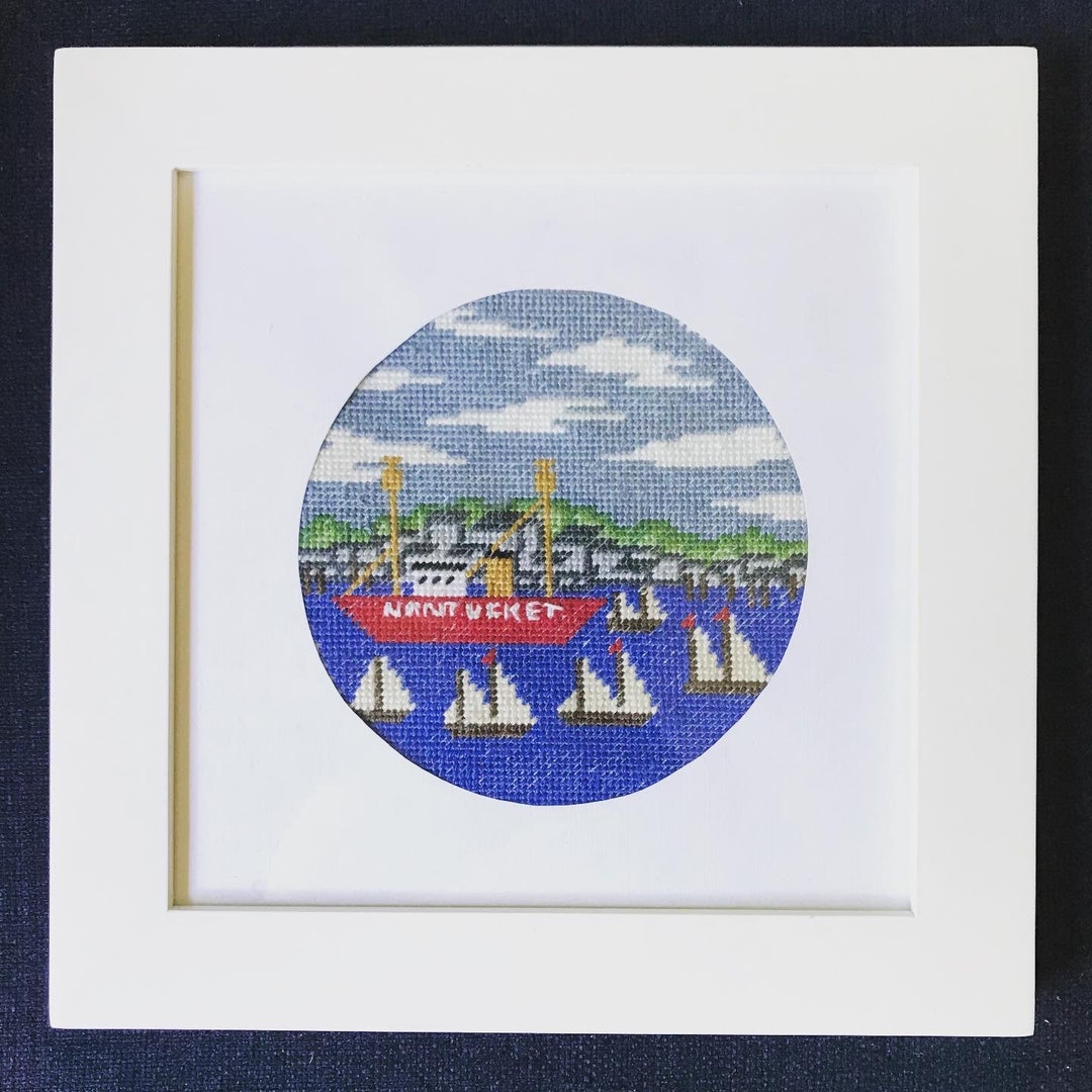 Framed Nantucket Needlepoint- Nantucket Lightship Boat - Etsy