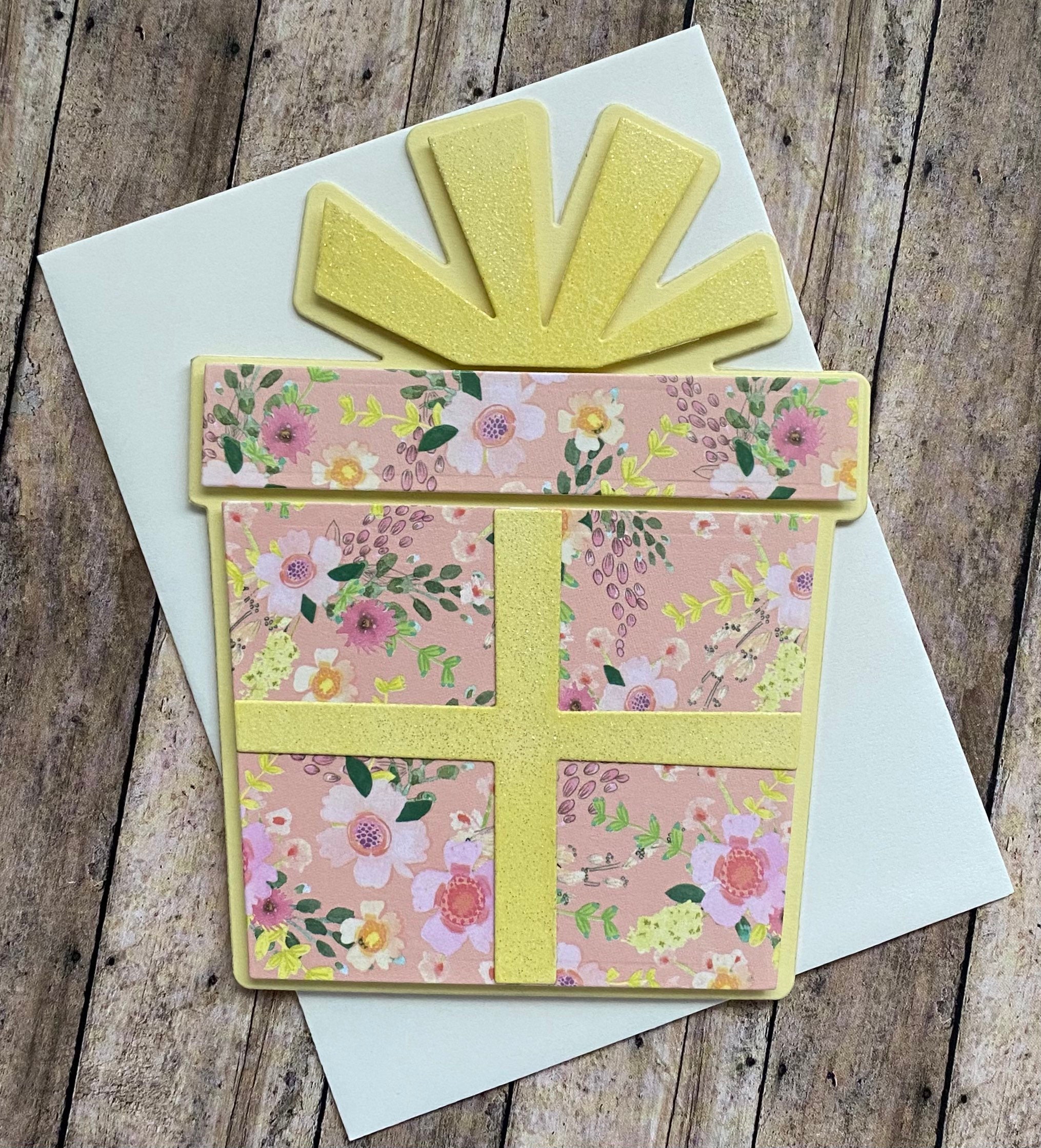 Gift shaped card Present shaped card Card and Gift tag | Etsy