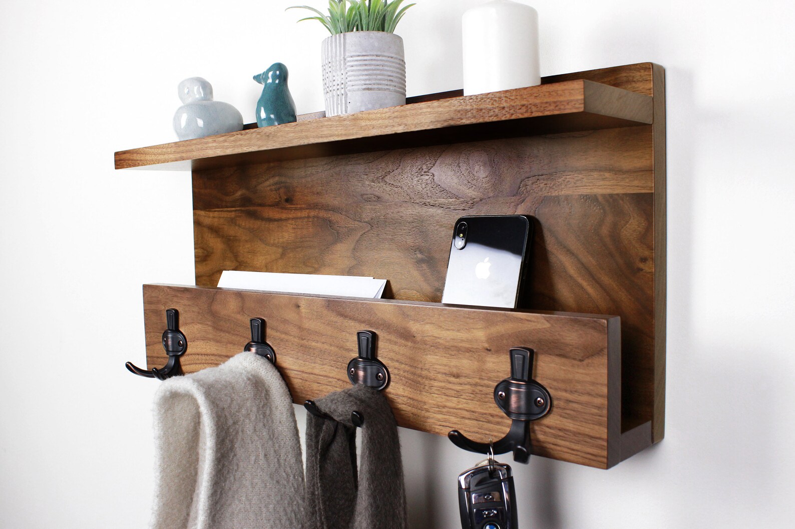 Natural Hardwood Coat Rack Handmade Entryway Organizer - Etsy