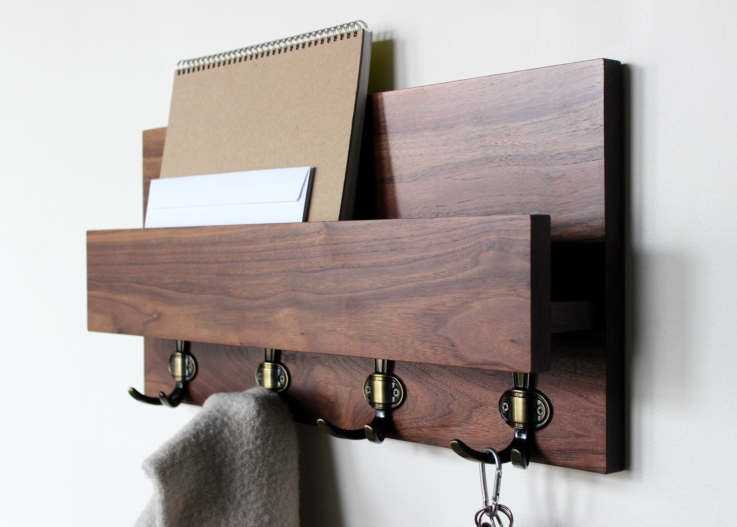 Entryway Coat Rack Organizer Mail Envelope Storage and Key | Etsy