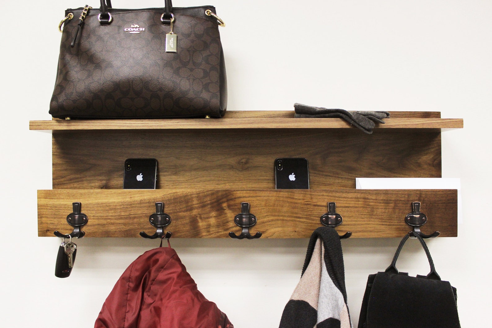 Natural Hardwood Coat Rack Handmade Entryway Organizer - Etsy