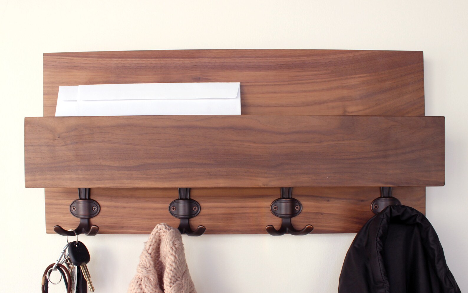 Entryway Mail Key Organizer Hardwood Modern Rustic Letter - Etsy