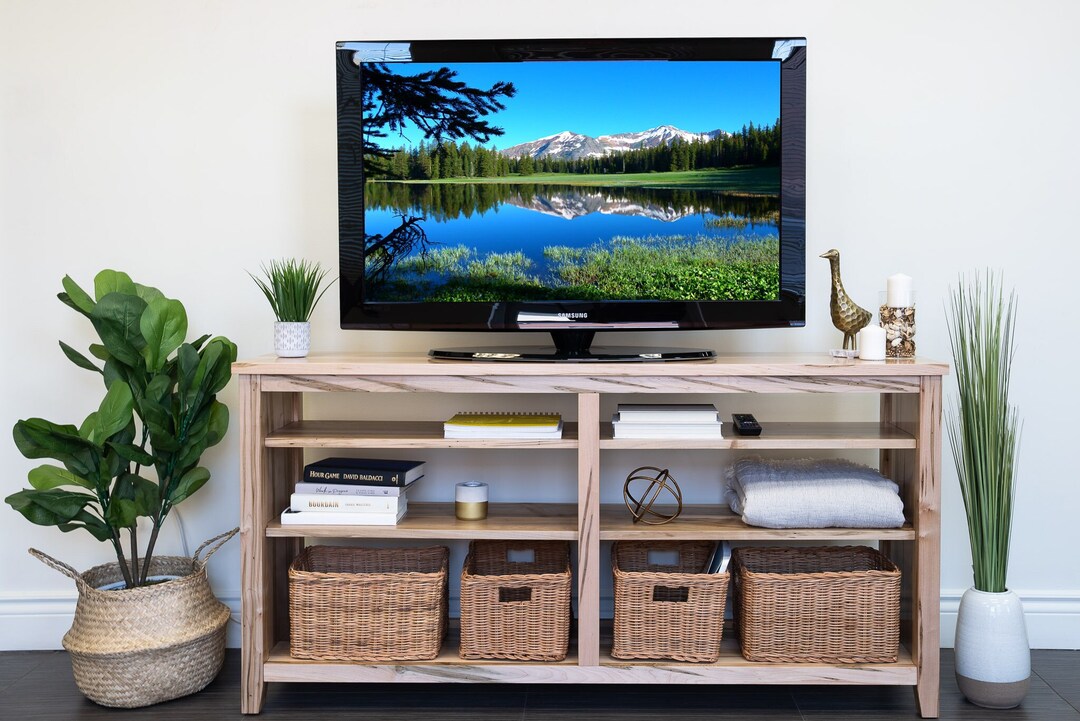 Wormy Maple 60 Inch Media Console-modern Media Organization Cabinet ...