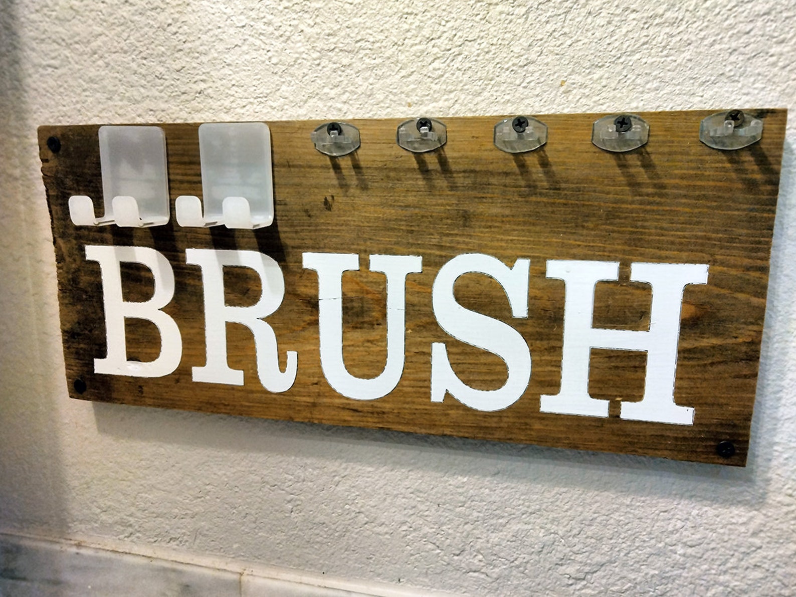 BARNWOOD BRUSH BOARD Christmas Present Unique Gift Holder Toothbrush ...