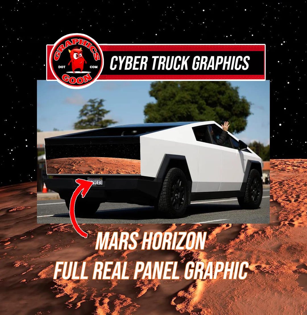CYBER TRUCK Mars Horizon Space Graphic Rear Panel Tesla Graphics Truck ...