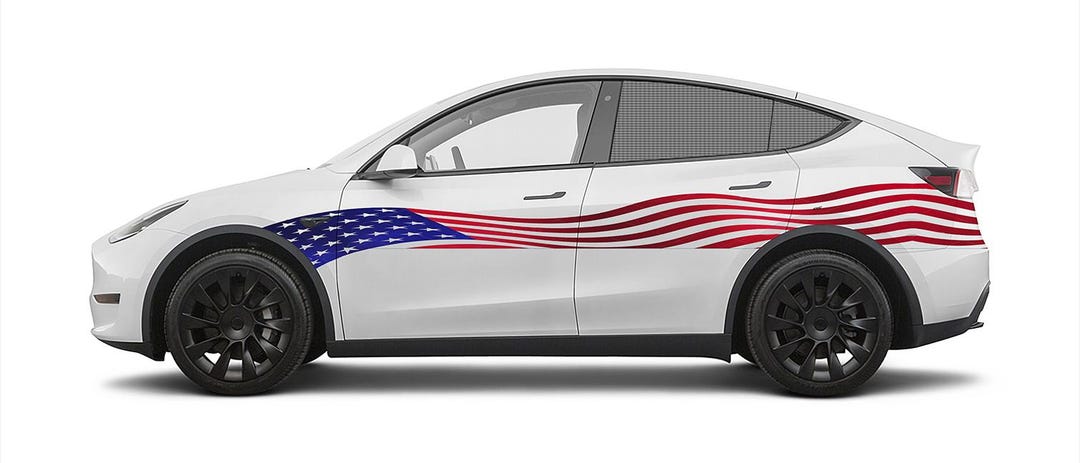 TESLA Car Flag Graphic Patriotic US Flag Vehicle Graphic Tesla Y ...