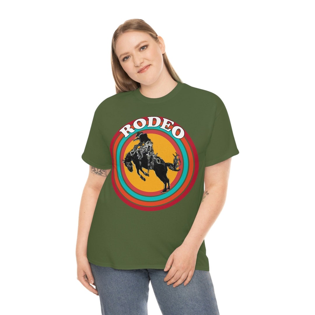 Rodeo Bronc Buster Shirt, Retro Vintage Rodeo Shirt, Rainbow Color ...