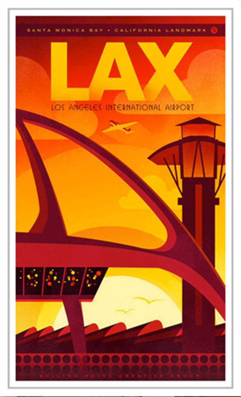 LAX Los Angeles International Airport California Print 17x27 - Etsy