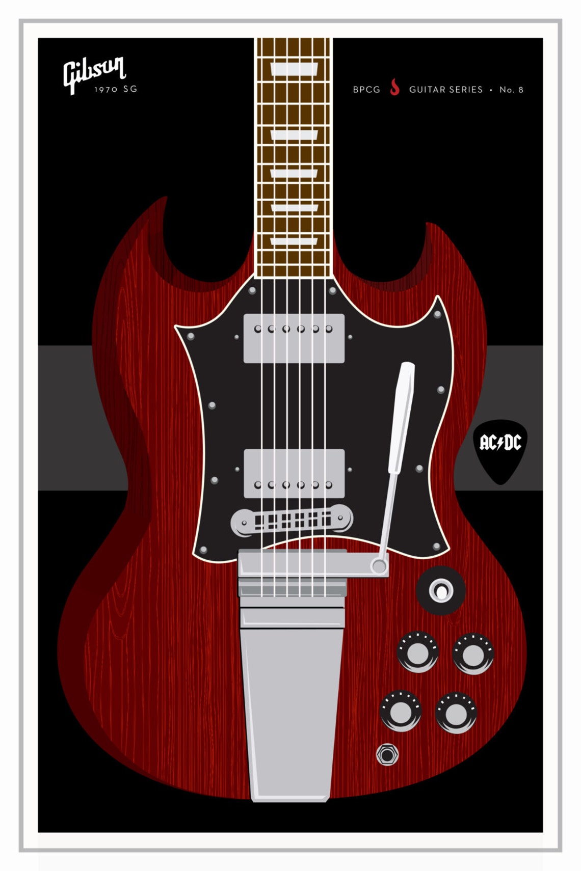 Guitars Signature Series 8 Gibson Sg Acdc Print Or Canvas Etsy