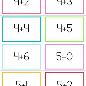 Addition Facts Flash Cards: Sums to 10 (PDF Pattern) - Etsy