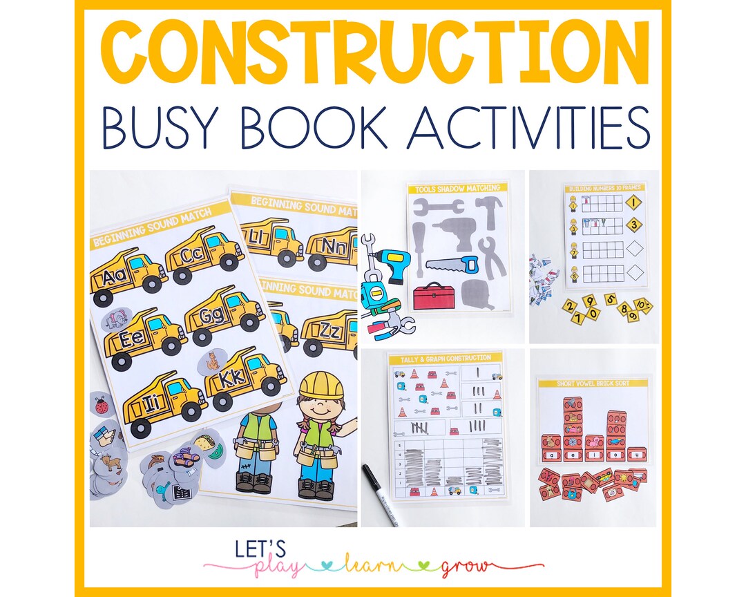 Construction Themed Busy Binder, Activity Binder, Homeschool, Preschool ...