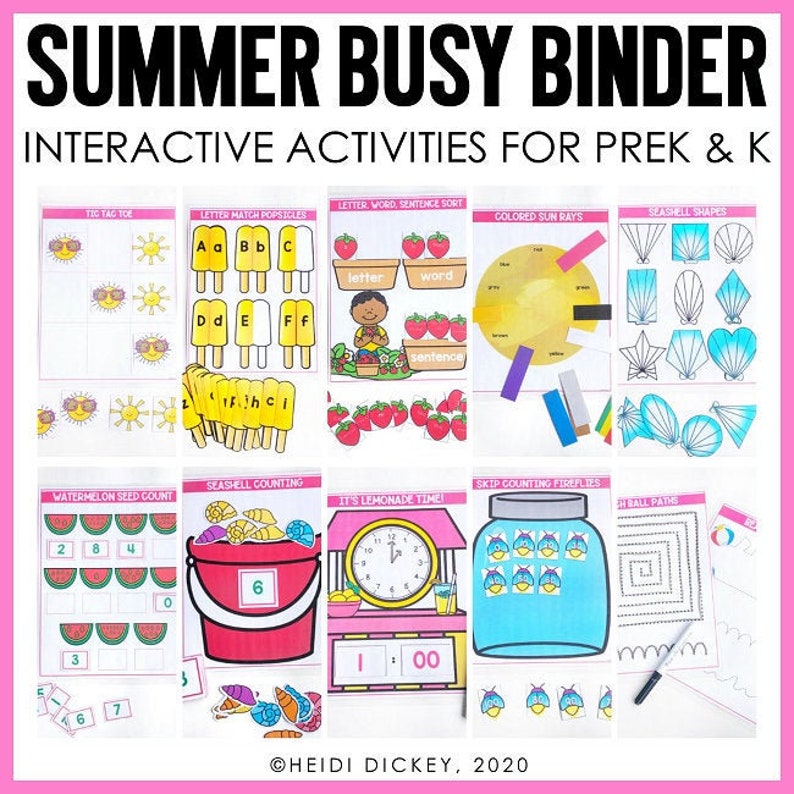 Summer Themed Busy Binder Activity Binder Homeschool | Etsy