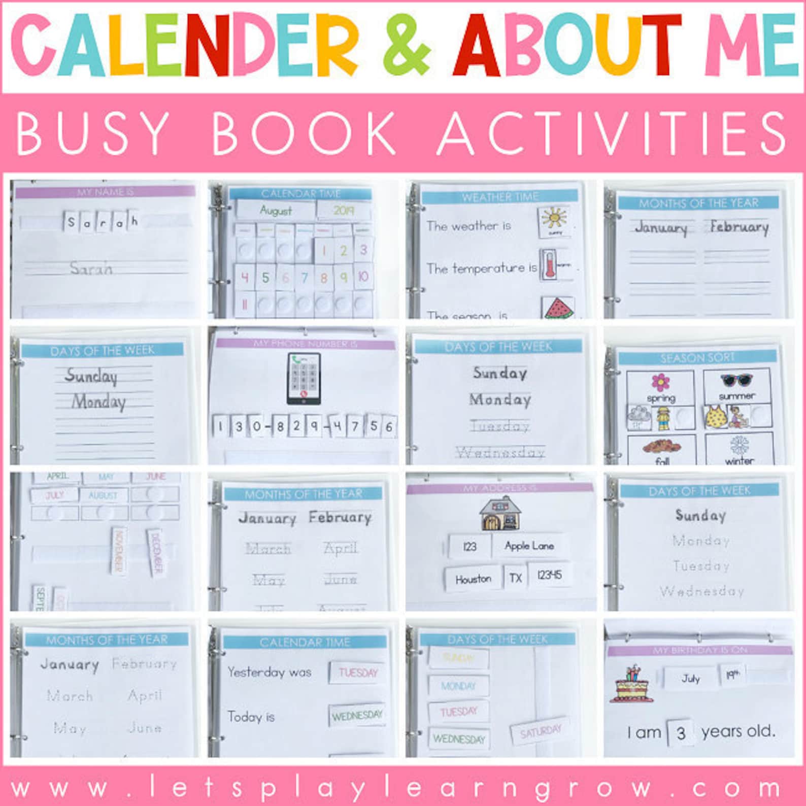 All About Me Busy Binder Calendar Busy Binder Calendar | Etsy Canada