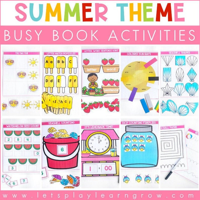 Summer Themed Busy Binder Activity Binder Homeschool - Etsy