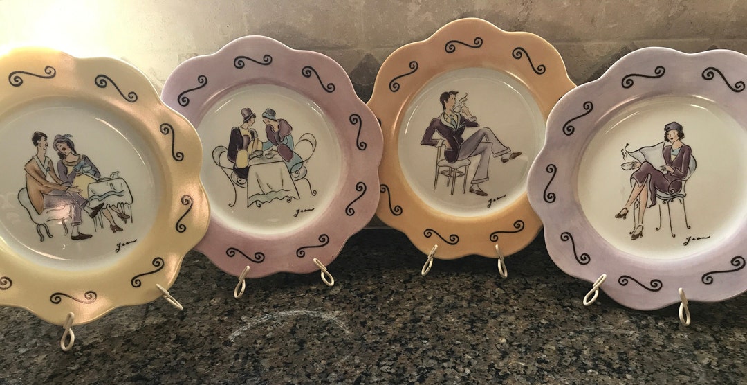 Set of 4 Dessert Plates/valentine/romantic/whimsical/novelty ...