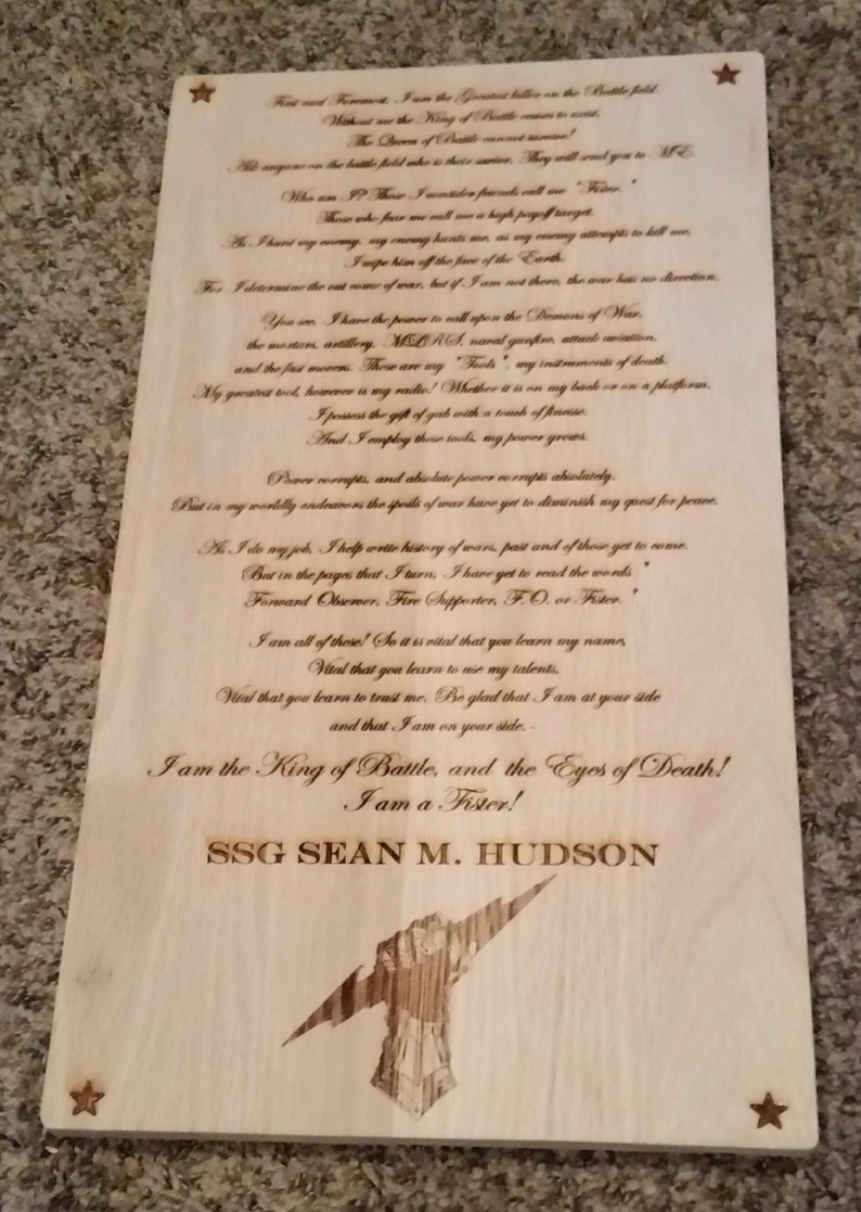 Laser Engraved Army Fister Plaque - Etsy