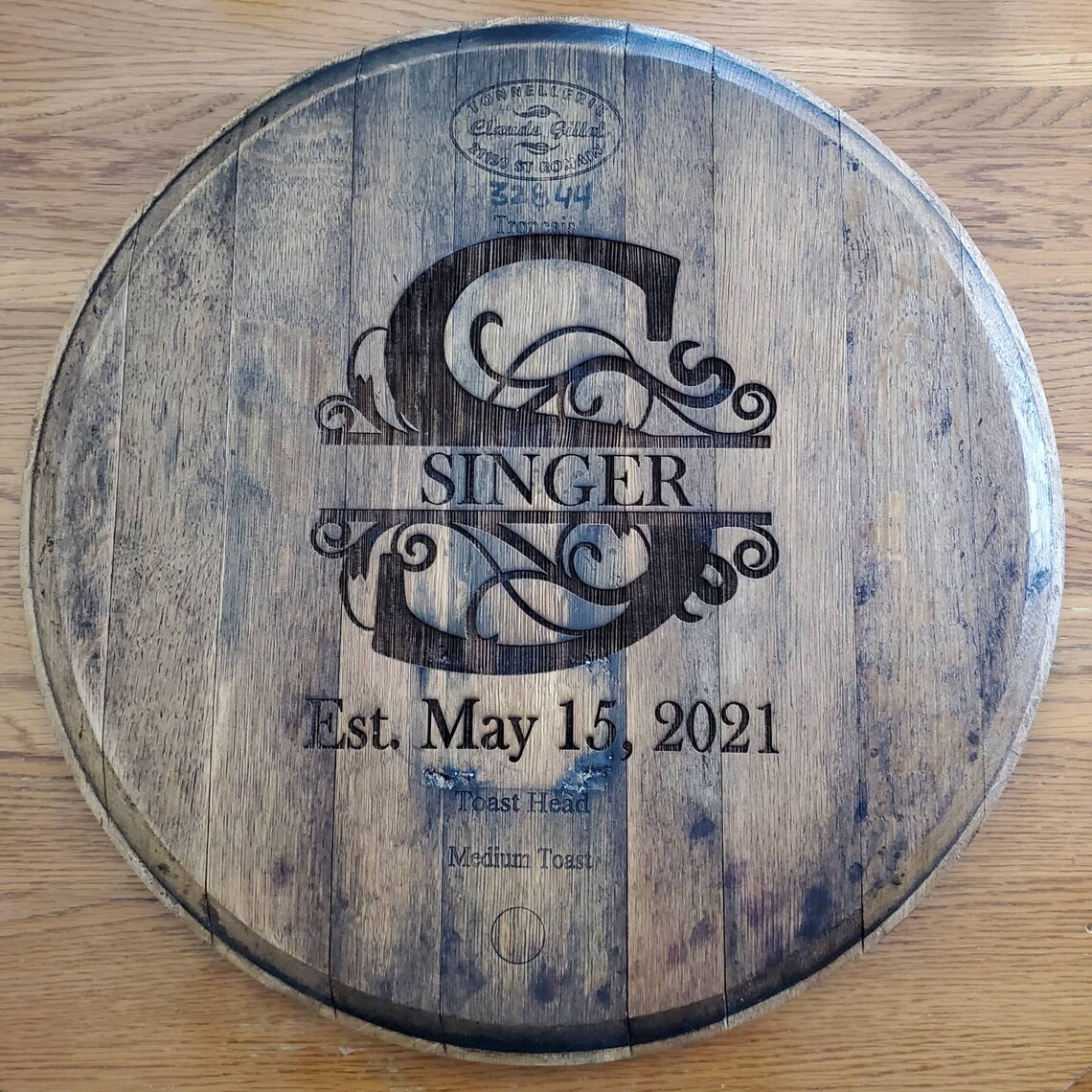 Custom Laser Engraved Wine Barrel Head FREE US SHIPPING | Etsy
