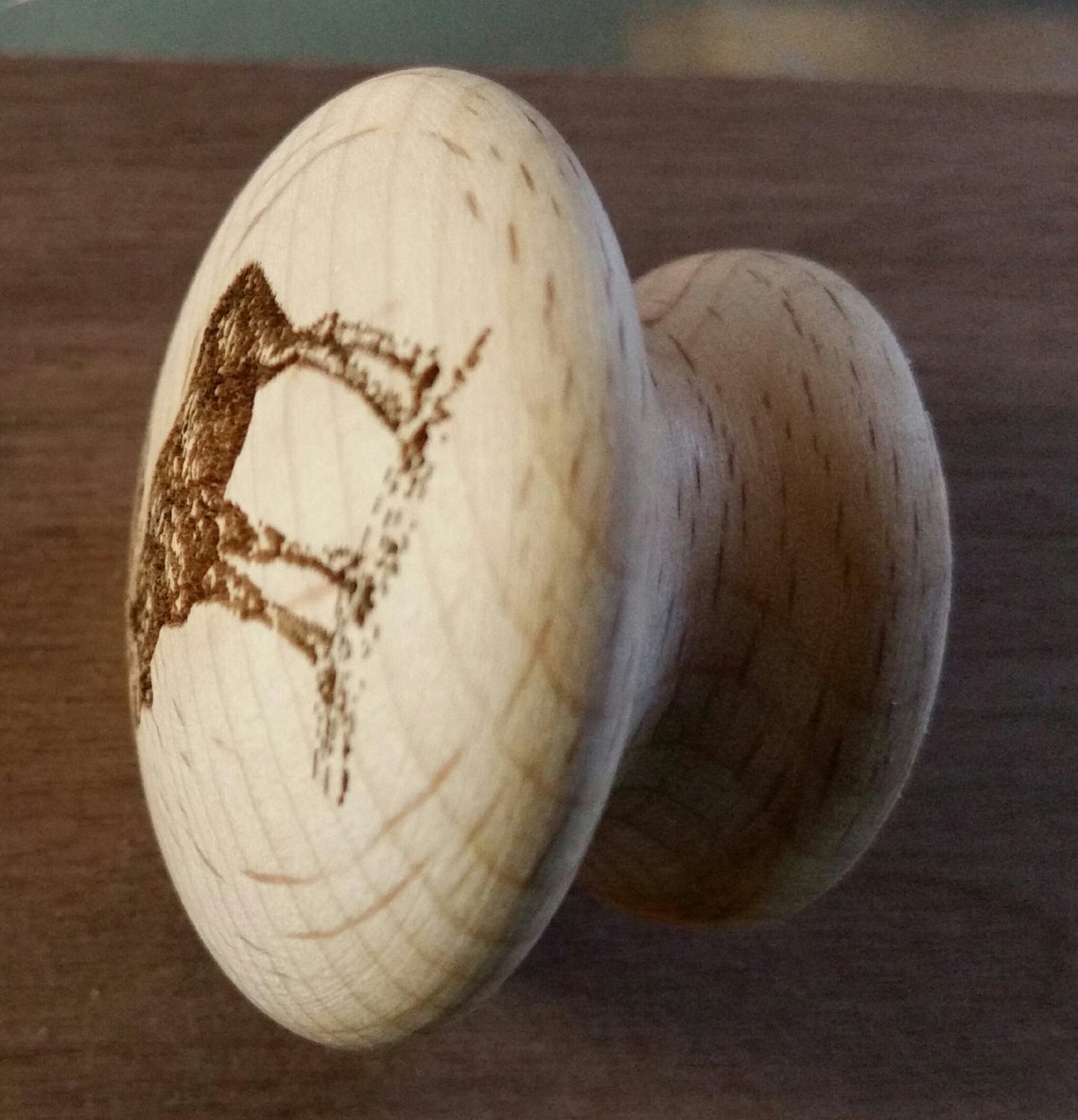 Rustic Decor Laser Engraved Moose Wooden Knob - Etsy