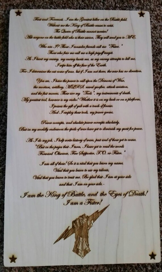 Laser Engraved Army Fister Plaque - Etsy