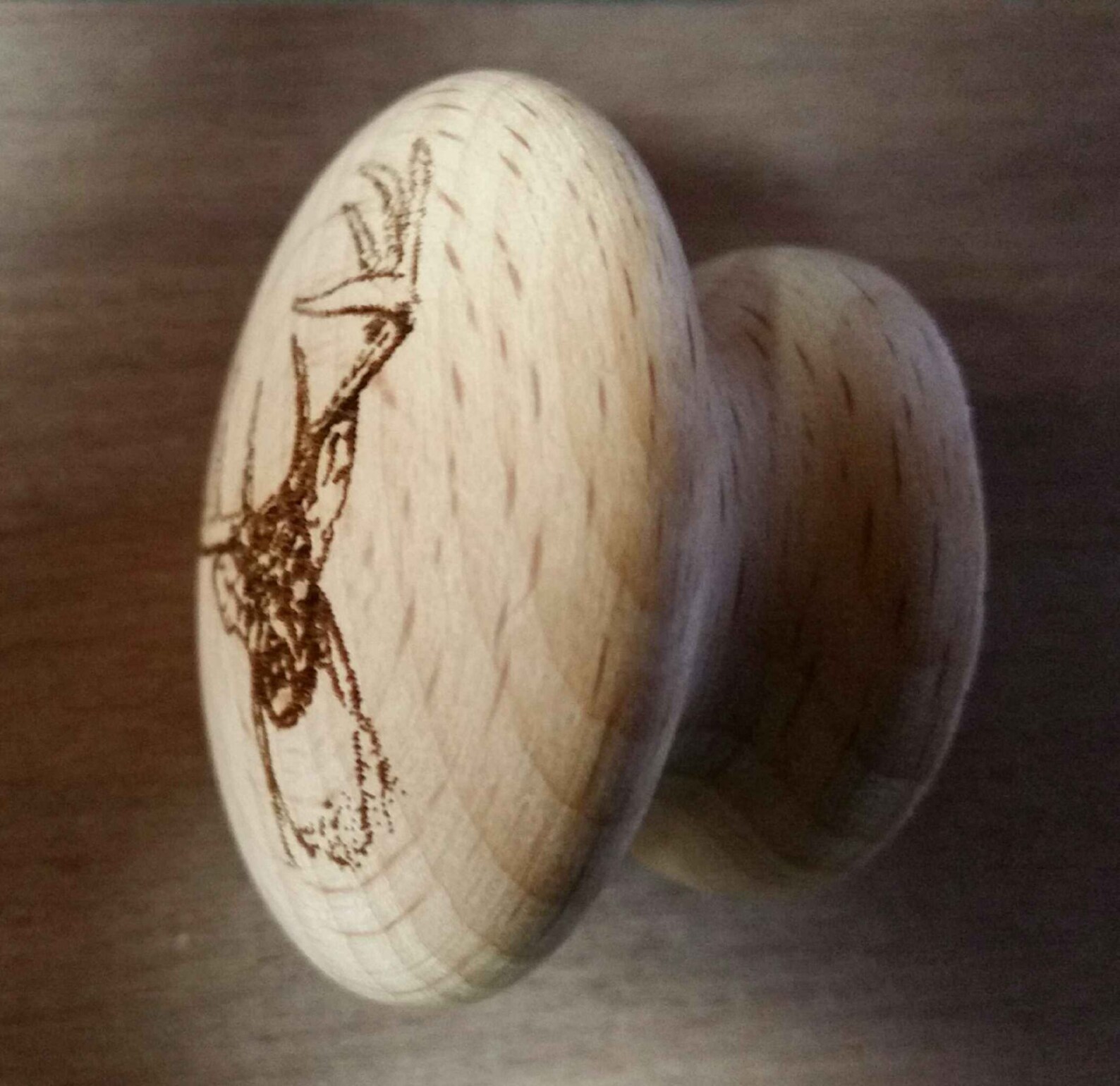 Rustic Decor Laser Engraved Whitetail Buck Wooden Knob | Etsy