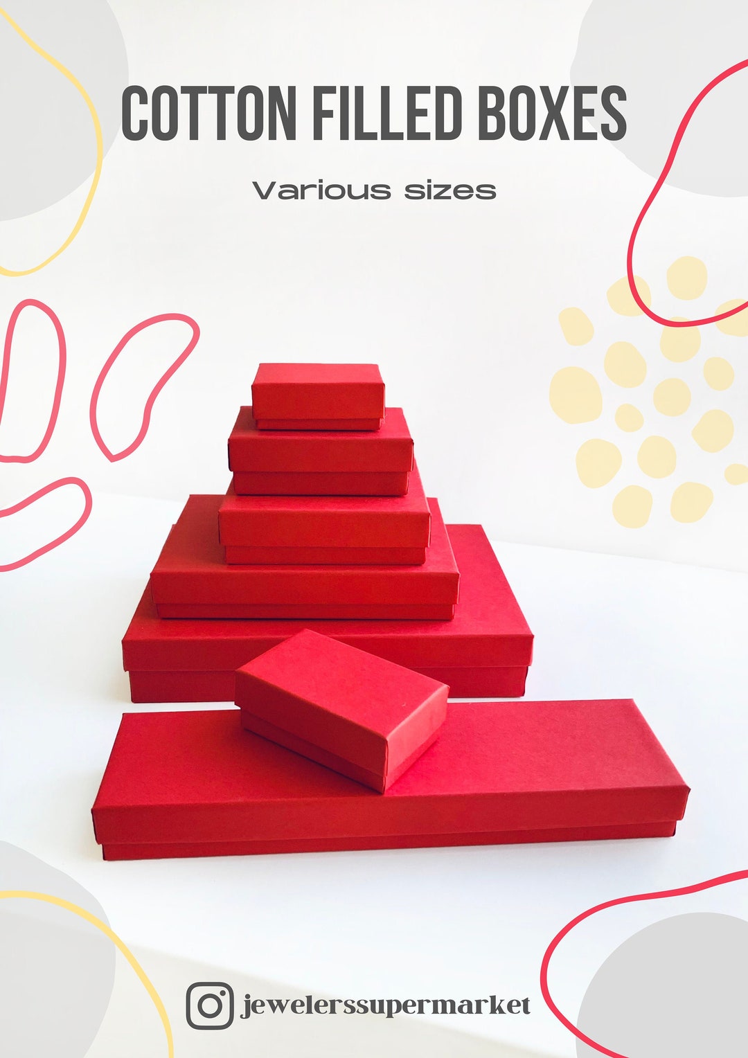 Cotton Filled Gift Boxes (100PC), Various Sizes, Red Gift Boxes ...