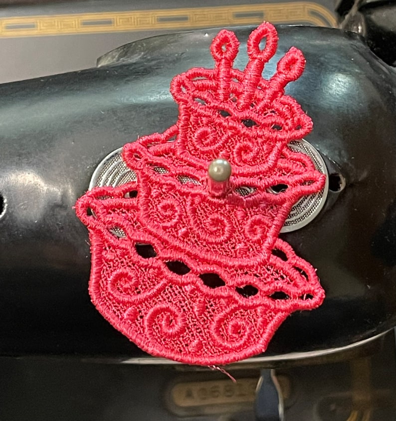 Birthday Cake Machine Embroidered Sewing Machine Spool Pin Doily - Etsy