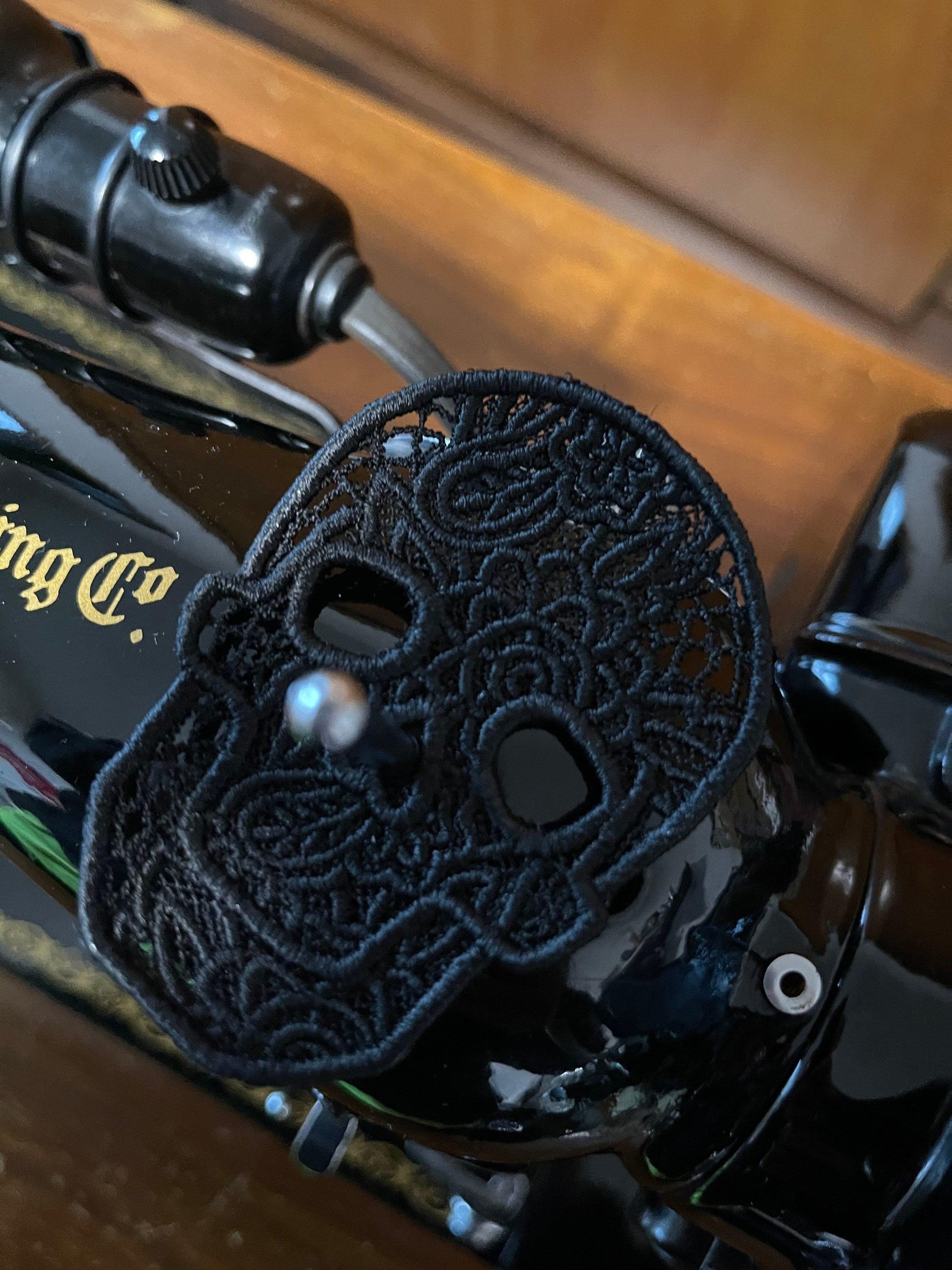 Skull Embroidered Sewing Machine Spool Pin Doily - Etsy