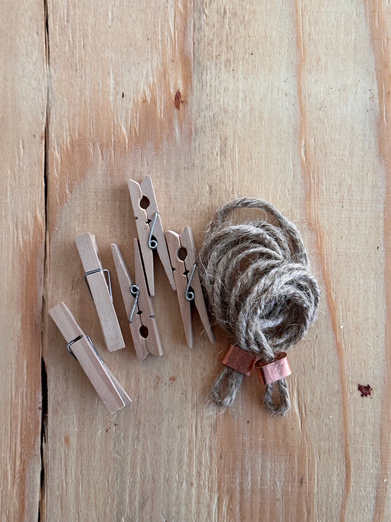 BAY | Horizontal Twine Photo Holder, Clothes Pins, Rustic Decor ...