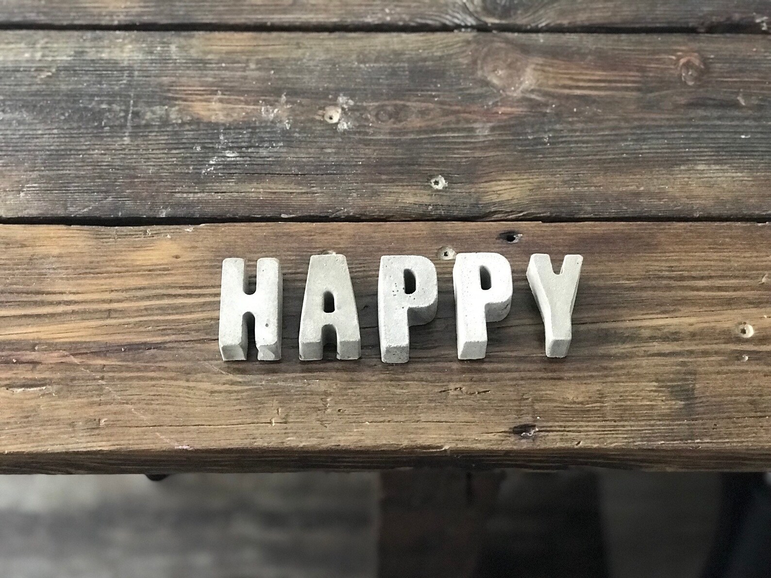 HAPPY, Concrete Letters, Industrial Decor, Beach Decor, Urban Decor ...