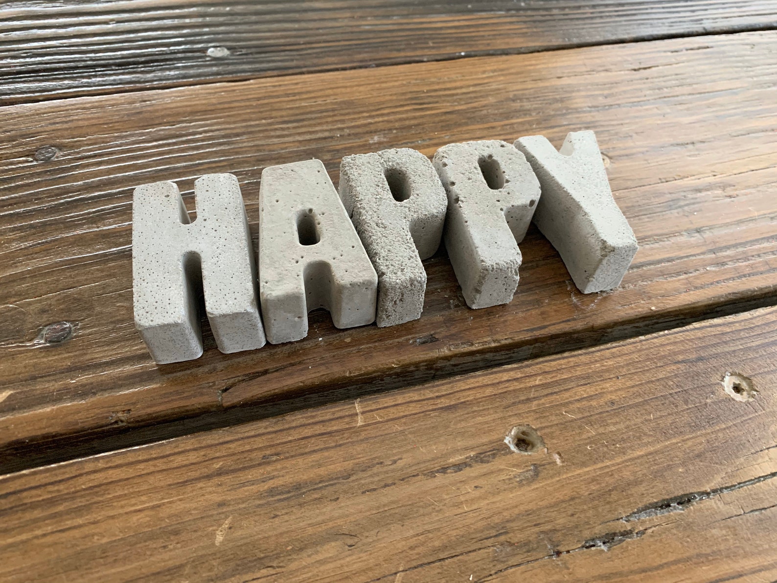 HAPPY, Concrete Letters, Industrial Decor, Beach Decor, Urban Decor ...