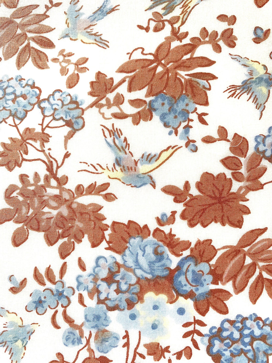 Cotton Floral Print Cotton Lawn Bird Print Cotton Yardage - Etsy