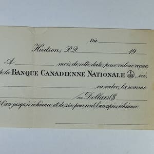Antique Canadian National Bank Check From Early 1900 Unused Vintage ...