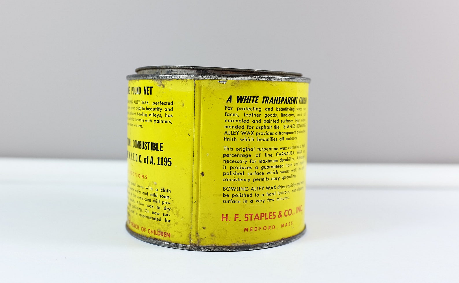 Very Rare Vintage Staples Bowling Alley Wax Tin Box Vintage Tin ...