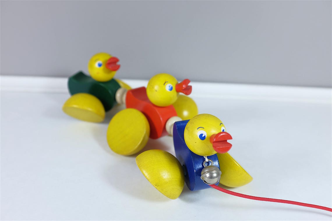 Vintage Wooden Pull Along Duck Toy Made in France Vintage - Etsy