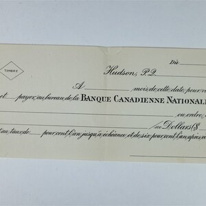 Antique Canadian National Bank Check From Early 1900 Unused Vintage ...
