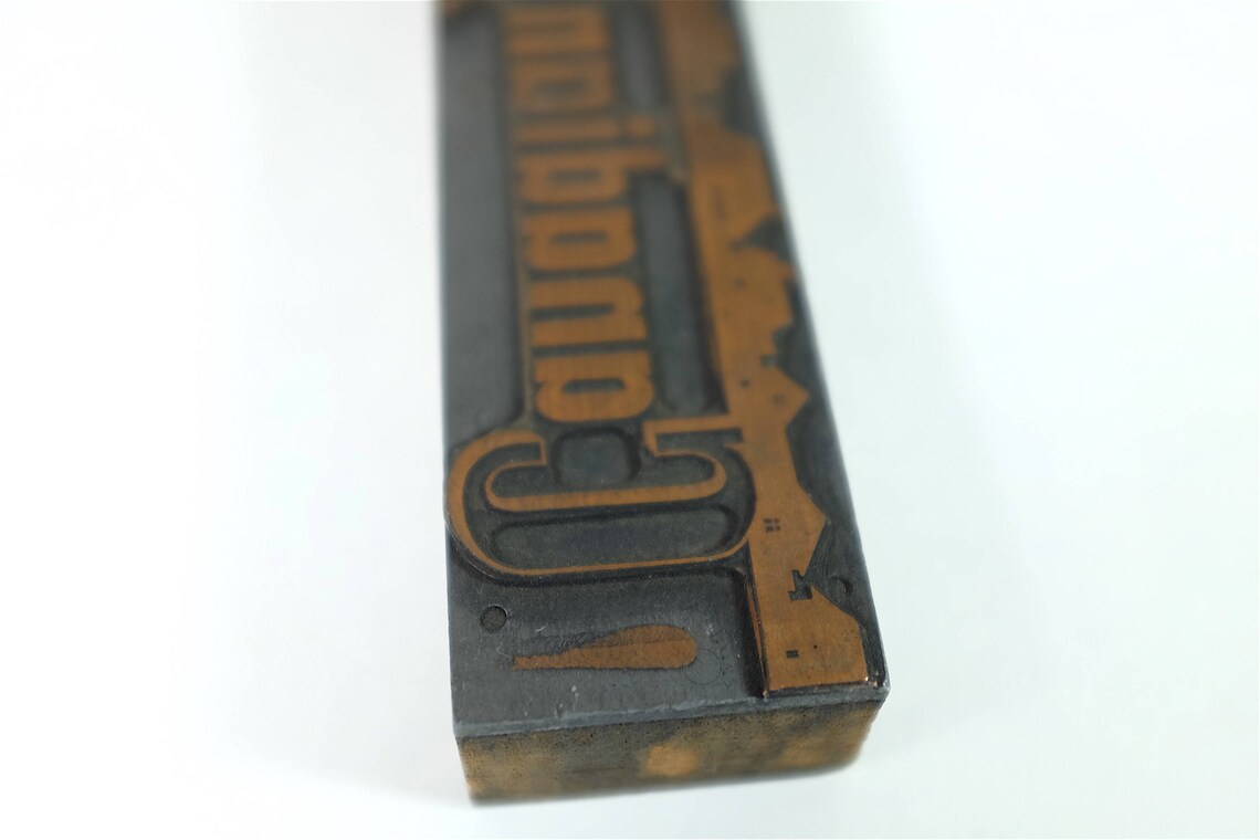 Vintage Industrial Metal and Wood Letterpress Print Block With - Etsy