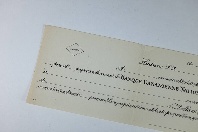 Antique Canadian National Bank Check From Early 1900 Unused Vintage ...