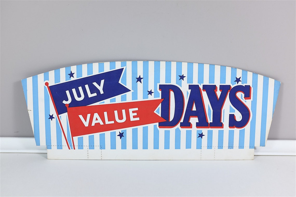 Vintage Shop Signage for July Value Days Mid Century Blue - Etsy