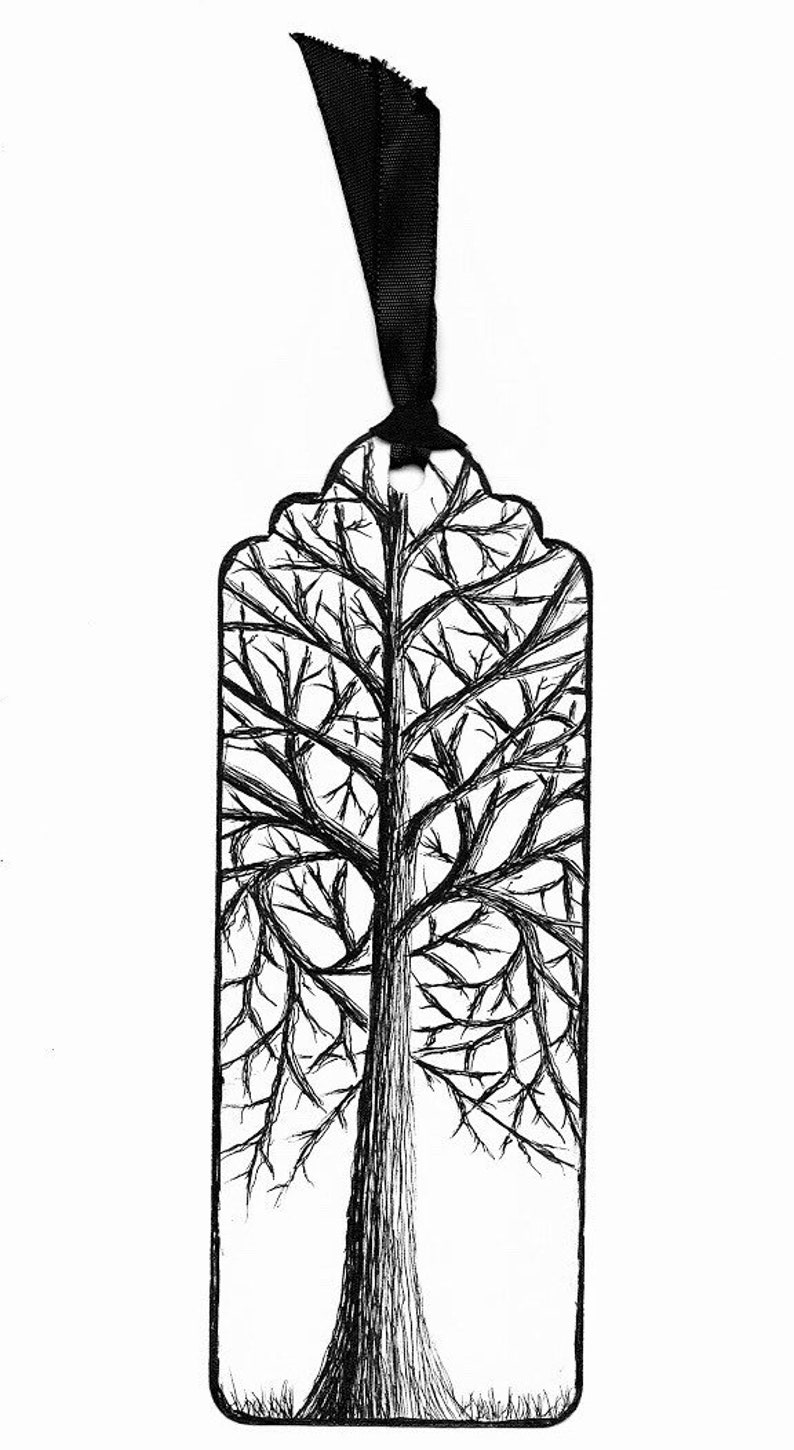 A Pair of Tree Bookmarks Hand-drawn Bookmark Pen & Ink | Etsy