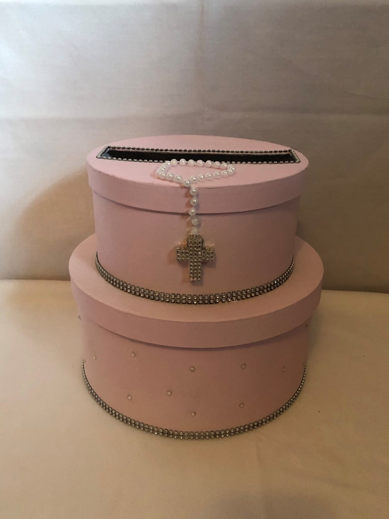 First Holy Communion or Baptism Card Box Pink - Etsy