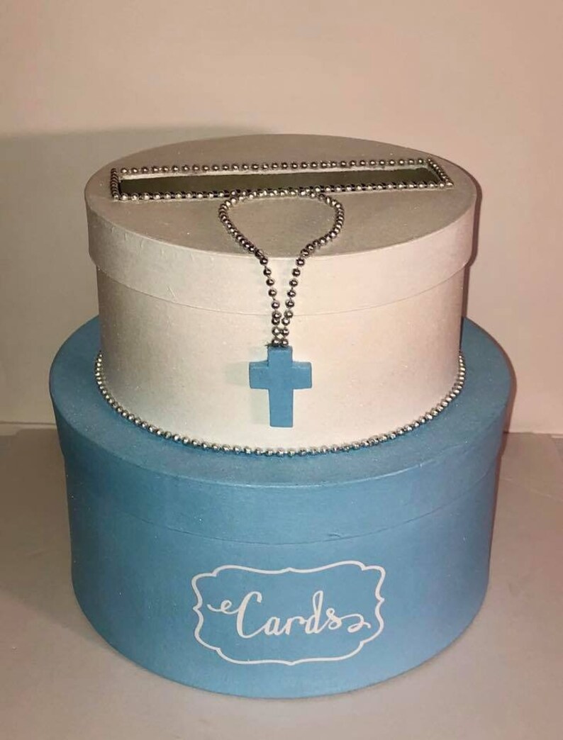 Baptism / First Holy Communion Card Box Blue & White - Etsy