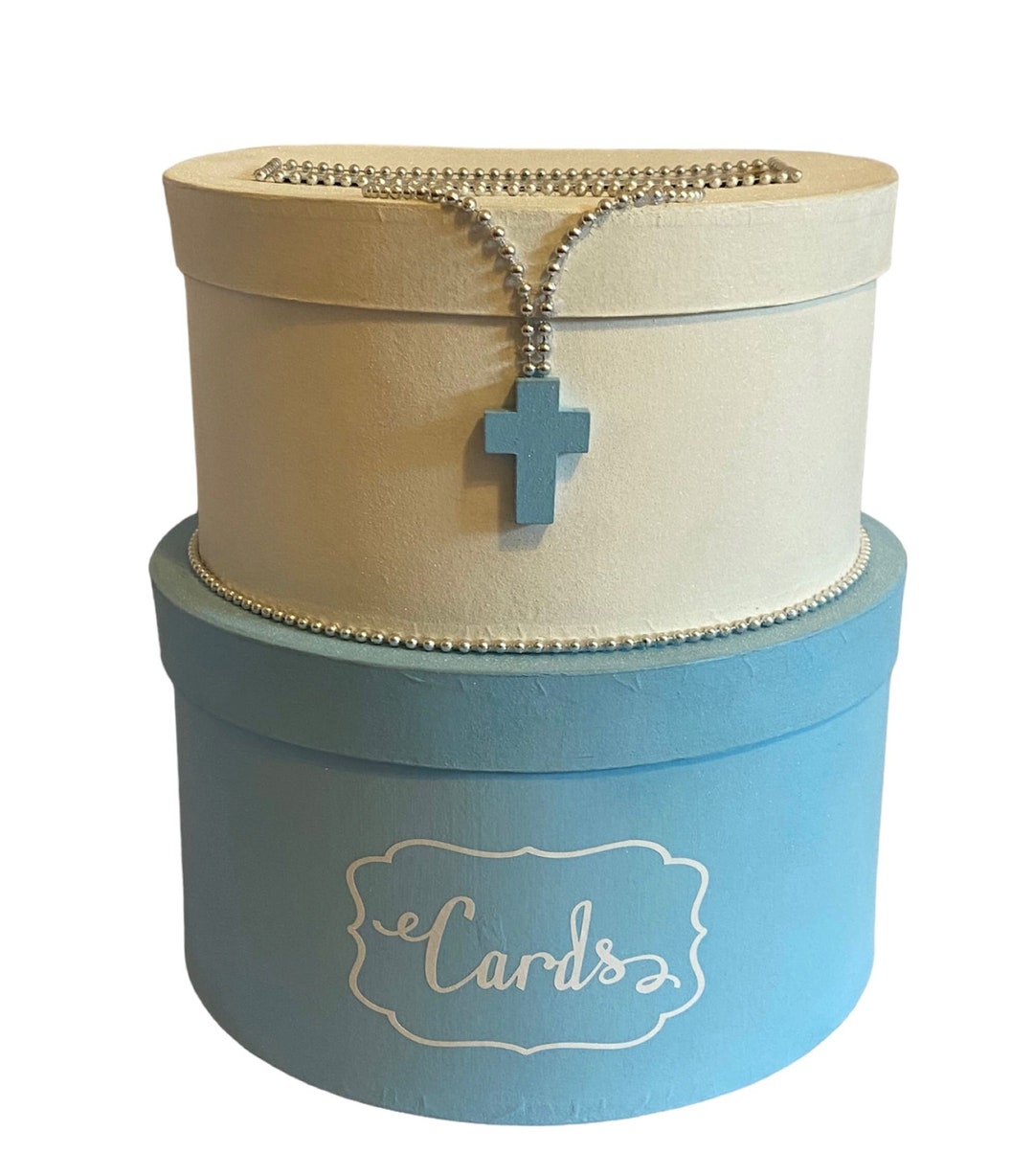 Baptism / First Holy Communion Card Box Blue & White - Etsy
