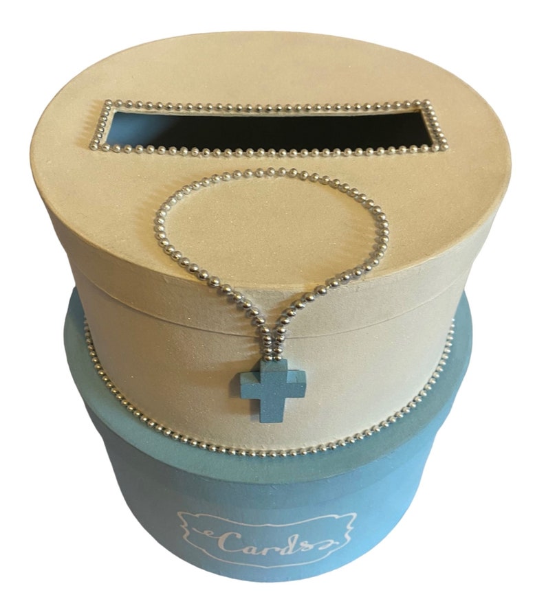 Baptism / First Holy Communion Card Box Blue & White - Etsy